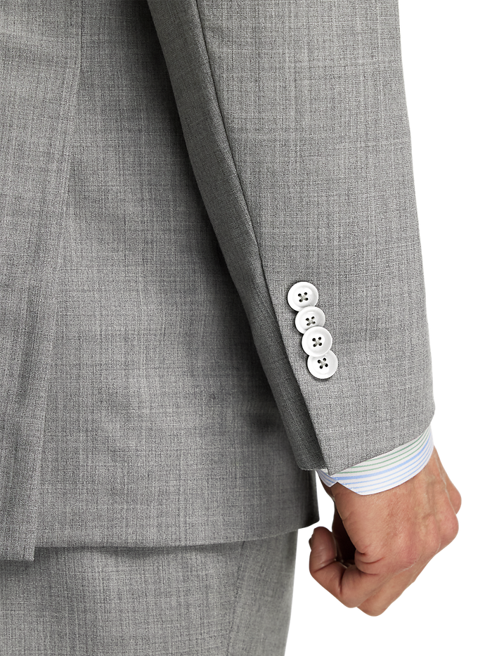 Wool Stretch Bengaline Peak Lapel Suit Jacket - Light Grey – Paul Fredrick