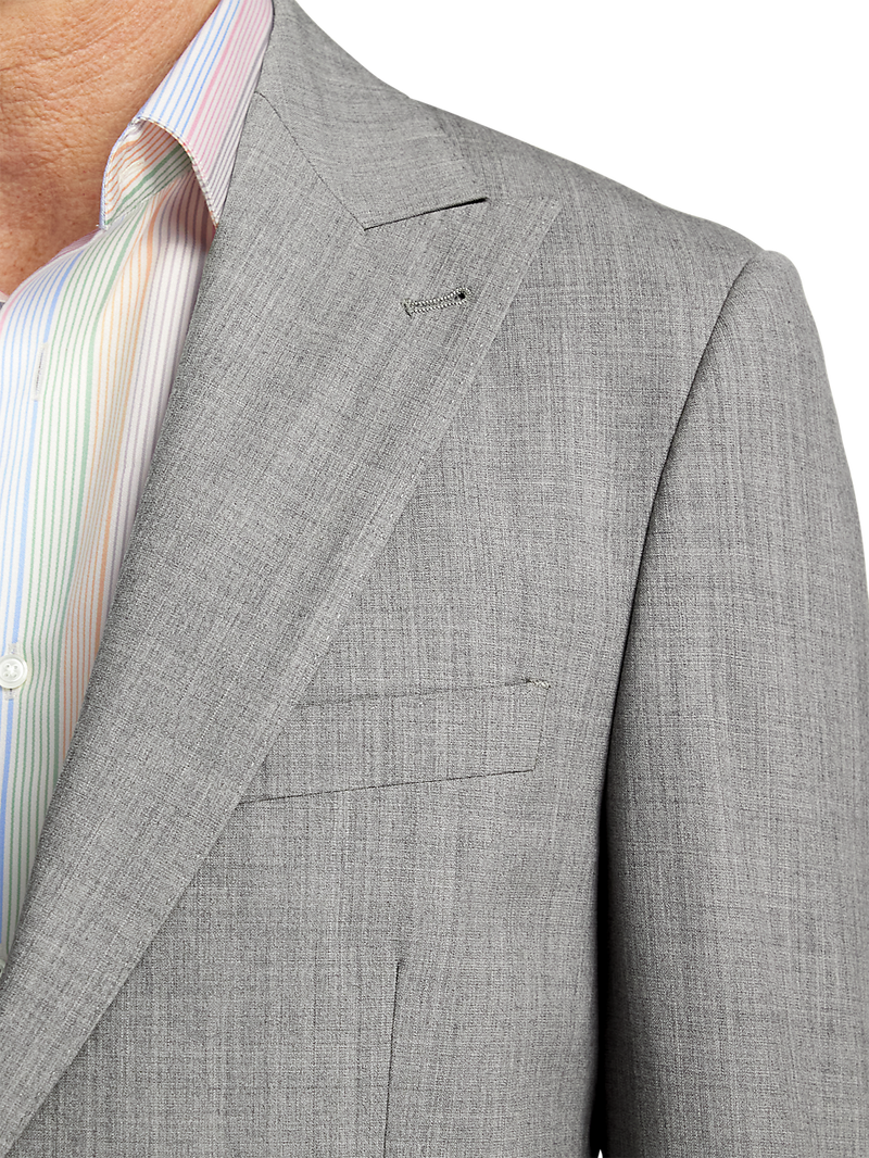 Wool Stretch Bengaline Peak Lapel Suit Jacket - Light Grey – Paul Fredrick