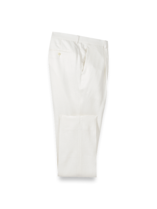 Linen Blend Single Pleat Suit Pants - White – Paul Fredrick