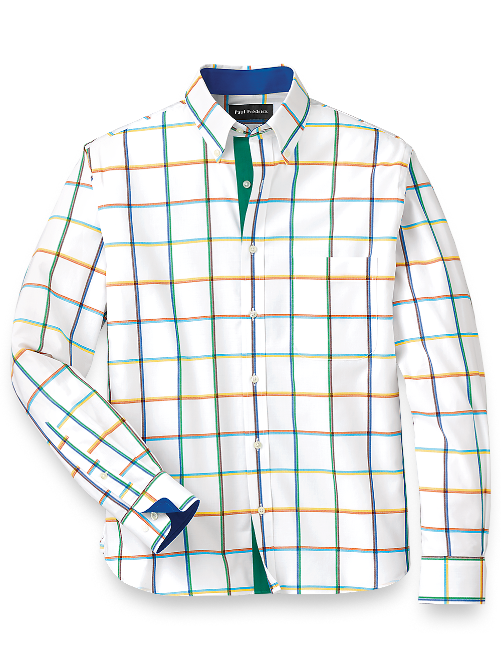 Cotton Windowpane Casual Shirt With Contrast Trim - Multi – Paul Fredrick