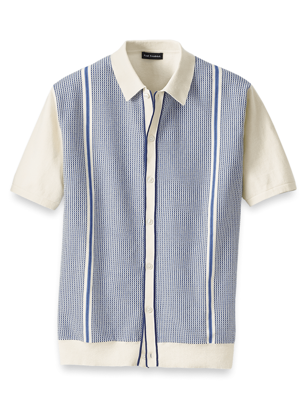 Cotton Button Front Polo - Blue – Paul Fredrick