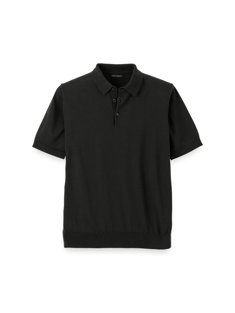 Supima Cotton Three Button Polo - Black – Paul Fredrick