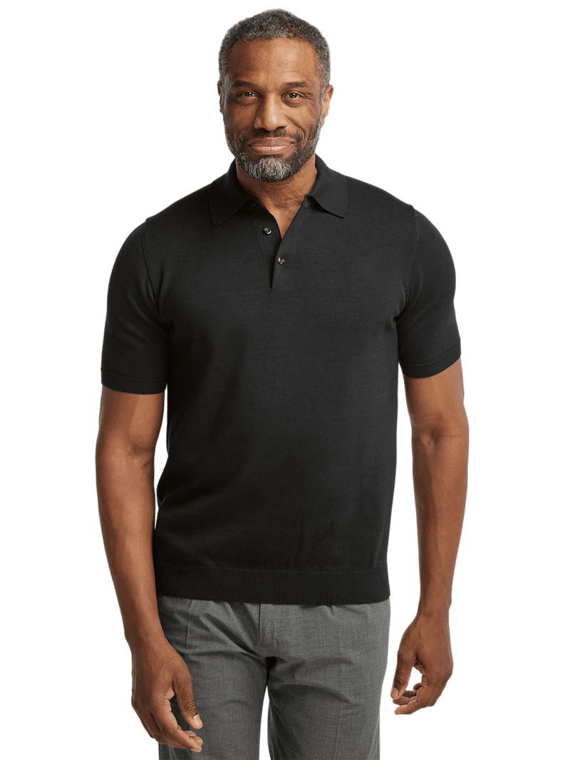 Supima Cotton Three Button Polo - Black – Paul Fredrick