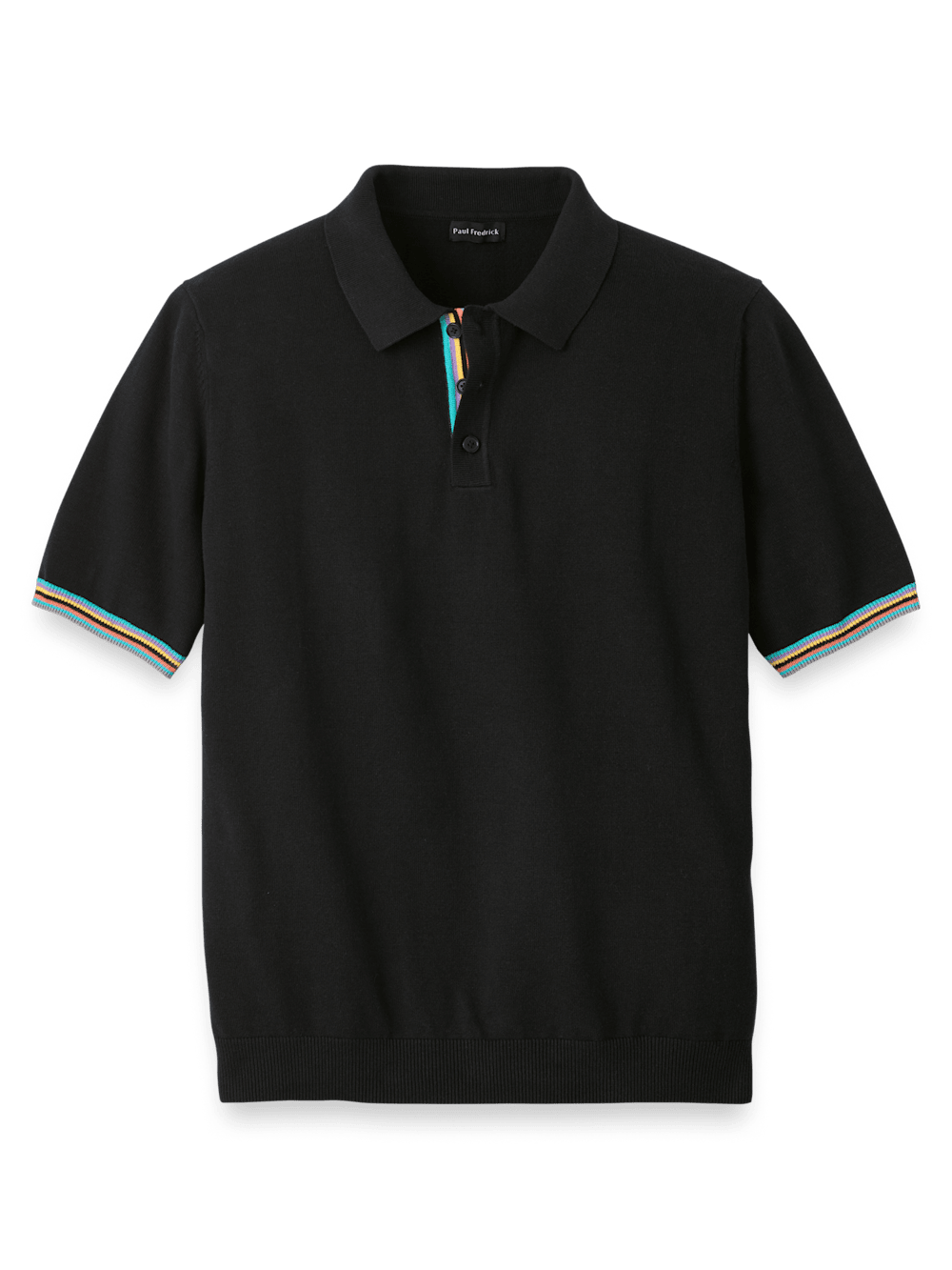 Cotton Three Button Polo - Black – Paul Fredrick
