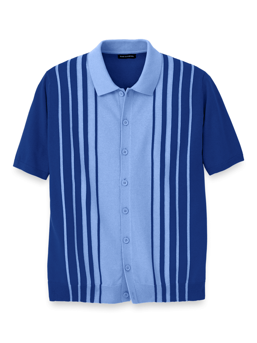 Cotton Button Front Polo - Blue – Paul Fredrick