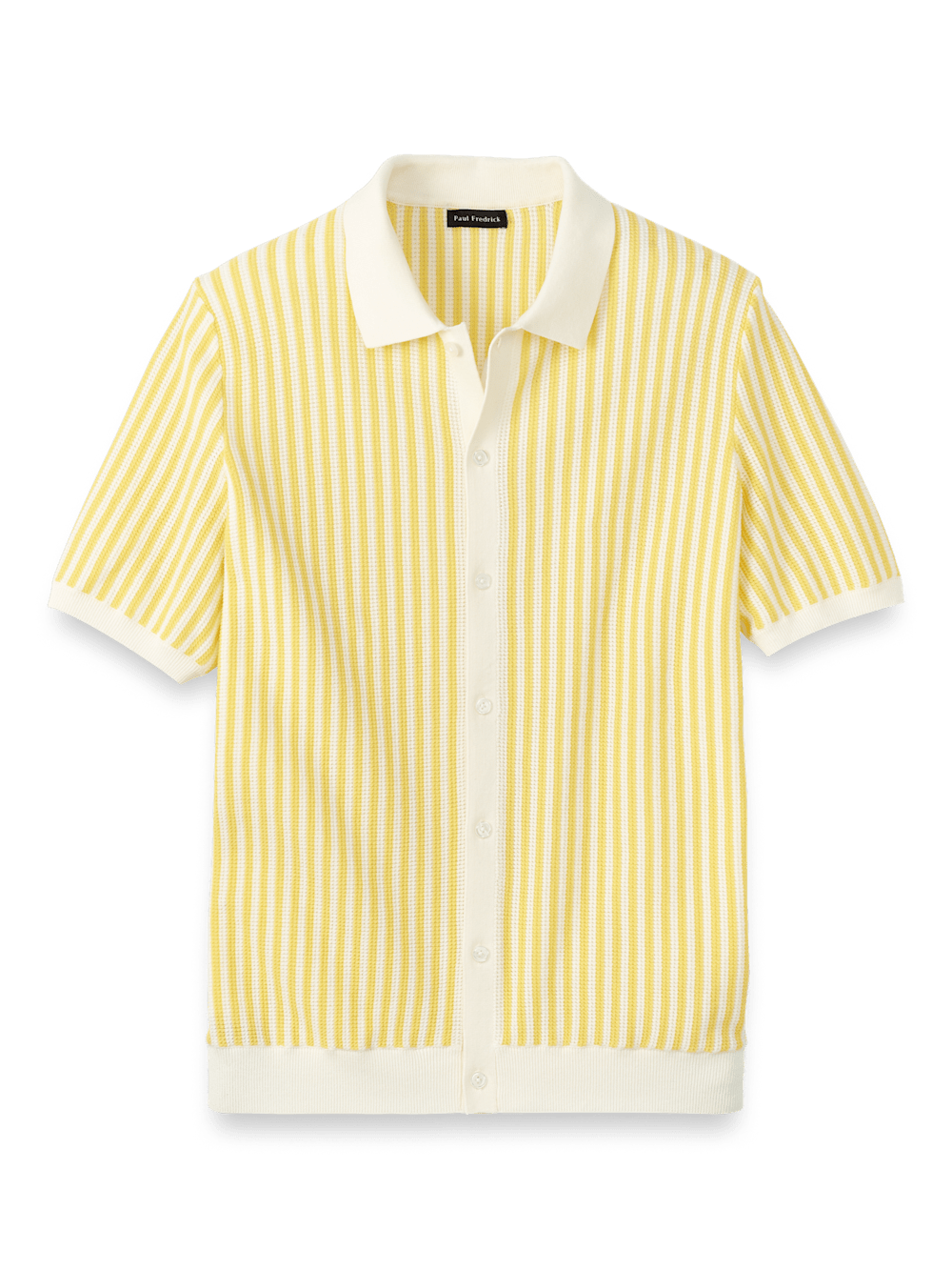 Cotton Button Front Polo - Yellow – Paul Fredrick