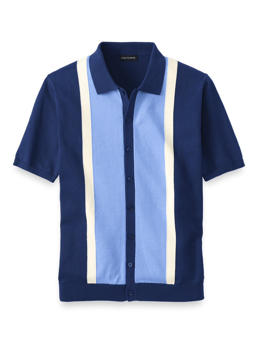 Cotton Button Front Polo - Navy – Paul Fredrick