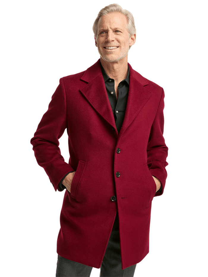 Wool Single Breasted Topcoat - Red – Paul Fredrick